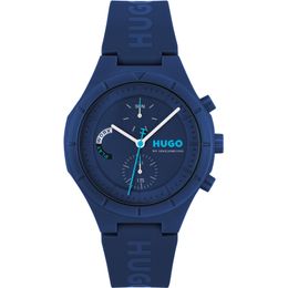 Multifunktionsuhr Hugo "LIT MULTI", blau, Armbanduhren, Herren, Quarzuhr, Armbanduhr, Herrenuhr, Silikonarmband, analog