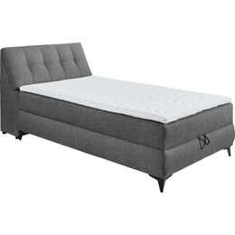 Boxbett, B:125cm L:240cm, grau, ED EXCITING DESIGN, 100% Polyester, Komplettbetten, "Atlantis", mit Bettkasten und Stauraum im Kopfteil