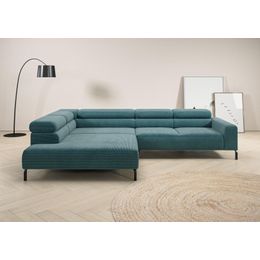 Ecksofa Places of Style, B:312cm H:71cm T:219cm, blau, 95% Polyester, 5% Nylon, Wohnzimmer, Sofas, "Antonelli, L-Form, inkl. Kopfteilverstellung,