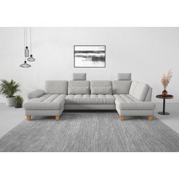 Sit & More Wohnlandschaft SIT & MORE, B:338cm H:88cm T:172cm, silber, 90% Polyester 10%Polyamid, Sofas, "Westham U-Form", wahlweise mit Bettfunktion,