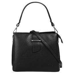 CLUTY Damen Henkeltasche, schwarz, Leder, leicht glänzend, unifarben, Taschen, echt Leder, Made in Italy