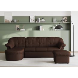 Ecksofa DOMO collection, B:238cm H:82cm T:141cm, braun, 100% Polyester, Wohnzimmer, Sofas, "Pegnitz, elegante Rückensteppung, kompakte Stellmaße