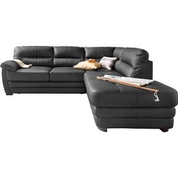 Ecksofa COTTA, B:250cm H:88cm T:234cm, schwarz, Luxus-Kunstleder, frei im Raum stellbar;Luxus-Microfaser (100% Polyester), frei im Raum