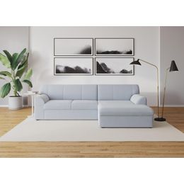 Ecksofa DOMO collection, B:245cm T:155cm, blau, Wohnzimmer, Sofas, "Topper, elegant und zeitlos, kompaktes Stellmaß 245/155cm, L-Form", mit