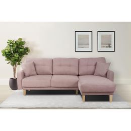 Ecksofa Home Affaire, B:234cm H:89cm T:164cm, rosa, Wohnzimmer, Sofas, "TRIPLO optionale Schlafsofa mit Bettkasten, Maße B/T/H: 234/164/89 cm",