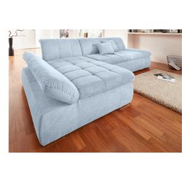 Ecksofa DOMO collection, B:300cm H:80cm T:172cm, blau, Chenille (85% Polyester, 15% Acryl);Luxus-Microfaser (100% Polyester);Struktur ( 100%