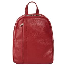 Samantha Look Cityrucksack, rot, Leder, Rindsleder, Rucksäcke, Echt Leder, Made in Italy