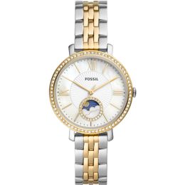 Fossil Damen Quarzuhr "JACQUELINE MOONPHASE", silber, Armbanduhren, Armbanduhr, Damenuhr, Mondphase, Perlmutt-Zifferblatt,Edelstahlarmband