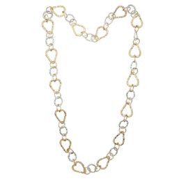 Damen Lange Kette "Chain of Love", gold, Basic, Collezione Alessandro, Metall, Halsketten, lange Gliederkette mit Herzen