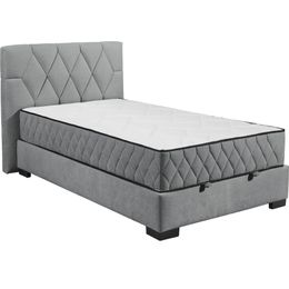 Boxbett, B:145cm L:214cm, grau, ED EXCITING DESIGN, 100% Polyester, Komplettbetten, "Nagol", mit Bettkasten, mit Wendematratze, erh&auml;ltlich in