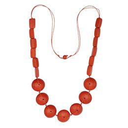 Damen Lange Kette "Riz", rot, Basic, Collezione Alessandro, Holz, Halsketten, Holzperlen in verschiedenen Formen