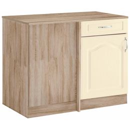 Wiho-K&uuml;chen Eckunterschrank WIHO K&Uuml;CHEN, B:110cm H:85cm T:60cm, beige, K&uuml;che, Schr&auml;nke, "Linz", 100 cm breit, Planungsma&szlig; 110 cm, in Landhaus-Optik
