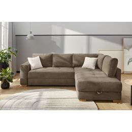 Jockenhöfer Ecksofa, B:257cm T:105cm, beige, JOCKENHÖFER GRUPPE, Korpus: 100% Polyester;Kissen: 100% Polyester, Sofas, "Sunset, Dauerschlafsofa mit",