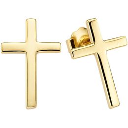 Damen Paar Ohrstecker "Schmuck Geschenk Silber 925 Silberohrstecker Kreuz", Silber 925 (Sterlingsilber), gold, ANISTON JEWELRY & WATCHES, Silber 925