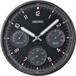 Seiko Wanduhr, B/H/L: 4,9cm, schwarz, Wanduhren, Quarzuhr,Leuchtzeiger,Wohnzimmer,Esszimmer,Küche,Arbeitszimmer,Flur