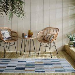 Teppich FLAIR RUGS, B:80cm H:4mm L:230cm, blau, Polypropylen, Wohnzimmer, Teppiche, "Rosco Geo", Rosco Geometrischer Teppich f&uuml;r drinnen und drau&szlig;en
