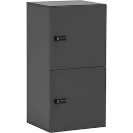 Container Schildmeyer, B:45,4cm H:92,6cm T:40,7cm, grau, FSC-zertifizierter Holzwerkstoff, Schränke, "Locked Spind Schrank Cap mit 2 abschließbaren
