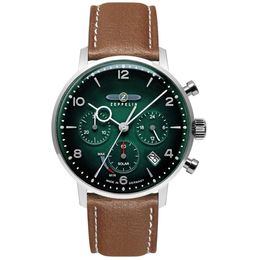 Zeppelin Herren Chronograph "LZ 129 Hindenburg Solar Sustainable Planet", braun, Armbanduhren, Armbanduhr, Herrenuhr, Solar, Datum, Stoppfunktion,