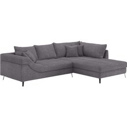 Ecksofa MR. COUCH, B:317cm H:98cm T:228cm, grau, Stripes (92% Polyester / 8% Nylon), Wohnzimmer, Sofas, "Portofino L-Form", 4 Bezugsqualitäten, 13,5