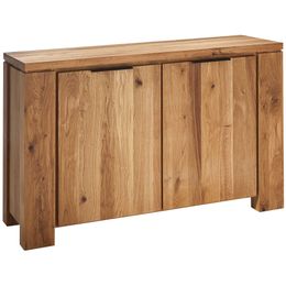 Sideboard, B:130cm H:88,4cm T:45cm, braun, MASSIVLINE & MORE, Massivholz, Wohnzimmer, Sideboards, "Oviedo", Breite 130 cm