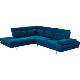 Ecksofa Calia italia, B:228cm H:90cm T:232cm, blau, Mikrofaser mit Nubuk Optik (100% Polyester), Wohnzimmer, Sofas, "Toby Wing, L-Form,