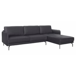 Ecksofa, B:274cm H:85cm T:178cm, schwarz, CREATION BY ROLF BENZ, Chenille COCO (72% Polyester 15% Baumwolle 13% Polyacryl);Leder OSKAR, Wohnzimmer,