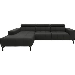 Ecksofa DOMO collection, B:292cm H:79cm T:175cm, schwarz, Echtleder, Wohnzimmer, Sofas, "Cunelli tolle Sitznähte als Designelement, fester