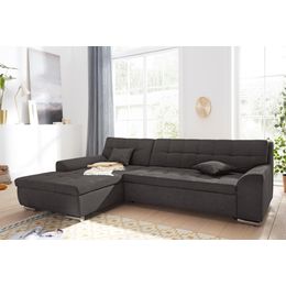Ecksofa DOMO collection, B:267cm H:83cm T:178cm, braun, Struktur weich (100% Polyester);Luxus-Microfaser (100% Polyester);Struktur (100% Polyester),