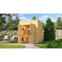 Gartenhaus Weka, beige, Holzwerkstoff, Gartenh&auml;user, "Batu/Fynn 1", 28 mm starke Blockbohlen