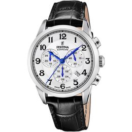 Festina Herren Chronograph "Swiss Made Collection", schwarz, Armbanduhren, Armbanduhr, Quarzuhr, Herrenuhr, Lederarmband, Saphirglas, Swiss Made