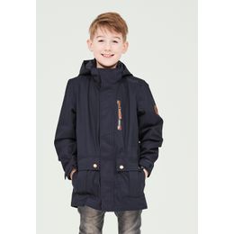 ZIGZAG Jungen Parka "FISHER COTTON JACKET", blau, Gr. 128, unifarben, 85% Baumwolle, 15% Polyester, Jacken, mit wasserdichter Funktion