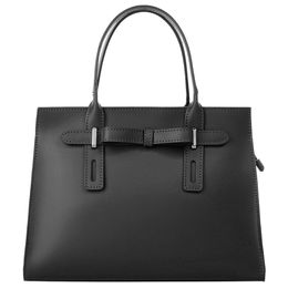 CLUTY Damen Henkeltasche, schwarz, Leder, gepflegt, Taschen, echt Leder, Made in Italy
