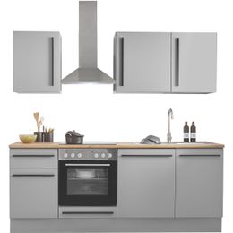 Winkelk&uuml;che, B:220cm H:211cm T:60cm, grau, BASIC BY BALCULINA, Komplettk&uuml;chen-Sets, "Denver, K&uuml;che BxHxT 220 x 211 x 60", Breite 220 cm, wahlweise