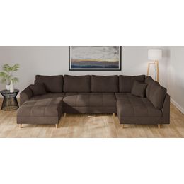 Wohnlandschaft Home Affaire, B:310cm H:81cm T:161cm, braun, 92% Polyester, 8% Nylon, Sofas, "CHARRE U-Form mit Ottomane, Maße B/T/H: 310/161/81 cm",