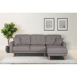Ecksofa Home Affaire, B:234cm H:89cm T:164cm, grau, 100% Polyester, Wohnzimmer, Sofas, "TRIPLO optionale Schlafsofa mit Bettkasten, Maße B/T/H: