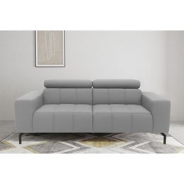 2,5-Sitzer DOMO collection, B:238cm H:79cm T:104cm, grau, Echtleder, Sofas, "Cunelli zeitlos und elegant, moderne Sitzn&auml;hte als Designelement",