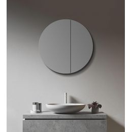 Badezimmerspiegelschrank Talos, T:8cm Ø:60cm, silber, Aluminium, Echtglas, Schränke, Ø: 60 cm, aus Aluminium und Echtglas, IP24