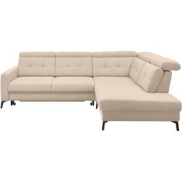 Ecksofa Musterring, B:272cm H:84cm T:214cm, beige, 100% Polyester, Wohnzimmer, Sofas, "MR 4615", mit Kopf- und Rückenverstellung, Metallfuß schwarz,