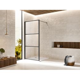 Walk-in-Dusche Welltime, B:80cm H:190cm, schwarz, Duschw&auml;nde, "Black Blocks Clear"