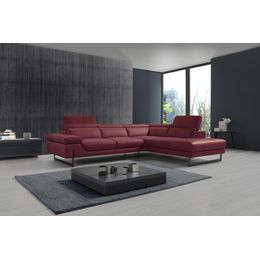 Ecksofa Egoitaliano, B:284cm H:95cm T:108cm, rot, Luxus-Microfaser (100% Polyester) Leder »BULL« (echtes Rindsleder). Geschliffenes, pigmentiertes