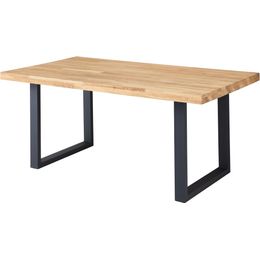Esstisch Stolkom, H:76cm, braun, Garten, Tische, "Chris Esszimmertisch Eiche Massivholz, BxHxT 110x47x70 cm", Gerade Kante, Industrial Style Eiche