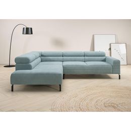 Ecksofa Places of Style, B:276cm H:71cm T:219cm, blau, 95% Polyester, 5% Nylon, Wohnzimmer, Sofas, "Antonelli, L-Form, inkl. Kopfteilverstellung,