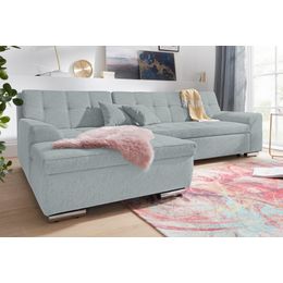 Ecksofa DOMO collection, B:267cm H:83cm T:178cm, blau, Struktur weich (100% Polyester);Luxus-Microfaser (100% Polyester);Struktur (100% Polyester),