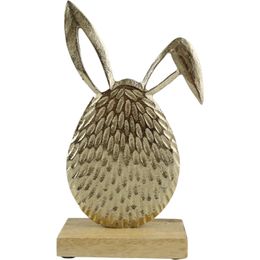 AM Design Dekofigur "Osterei aus Aluminium und Mangoholz", B/H/T: 5cm x 20,5cm x 20,5cm, gold, Wohnzimmer, Dekofiguren, Osterdeko, in zwei Gr&ouml;&szlig;en