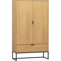 Hochkommode Woood, B:85cm H:149cm T:36cm, braun, Holz teilmassiv, Sideboards, "Silas", 2-türiger Schrank, eine Schublade, H 149 cm x B 85 cm