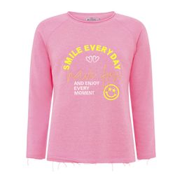 Zwillingsherz Damen Sweatshirt ""Smile Everyday"", pink, Gr. SM, unifarben mit Farbeinsatz, Sweatware, Obermaterial: 50% Baumwolle, 50% Polyester,