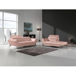 Polstergarnitur Egoitaliano, B:180cm T:110cm, rosa, Leder CAREZZA (echtes Rindsleder) ist ein Naturleder, dass die urspr&uuml;nglichen Eigenschaften der