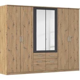 Kleiderschrank Rauch, B:271cm H:212cm T:58cm, grau, Holzwerkstoff, Kinderzimmer, Schr&auml;nke, "Dreht&uuml;renschrank Schrank Garderobe BURANO", mit