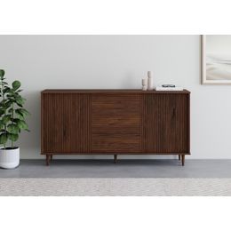 Sideboard Inosign, B:160cm H:80cm T:38cm, braun, FSC-zertifiziertes Massivholz, MDF, Wohnzimmer, Sideboards, "Malmedy Front mit gefrästen Rillen",