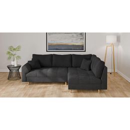 Ecksofa Home Affaire, B:231cm H:81cm T:161cm, grau, 92% Polyester, 8% Nylon, Wohnzimmer, Sofas, "CHARRE L-Form mit Ottomane, Ma&szlig;e B/T/H: 231/161/81